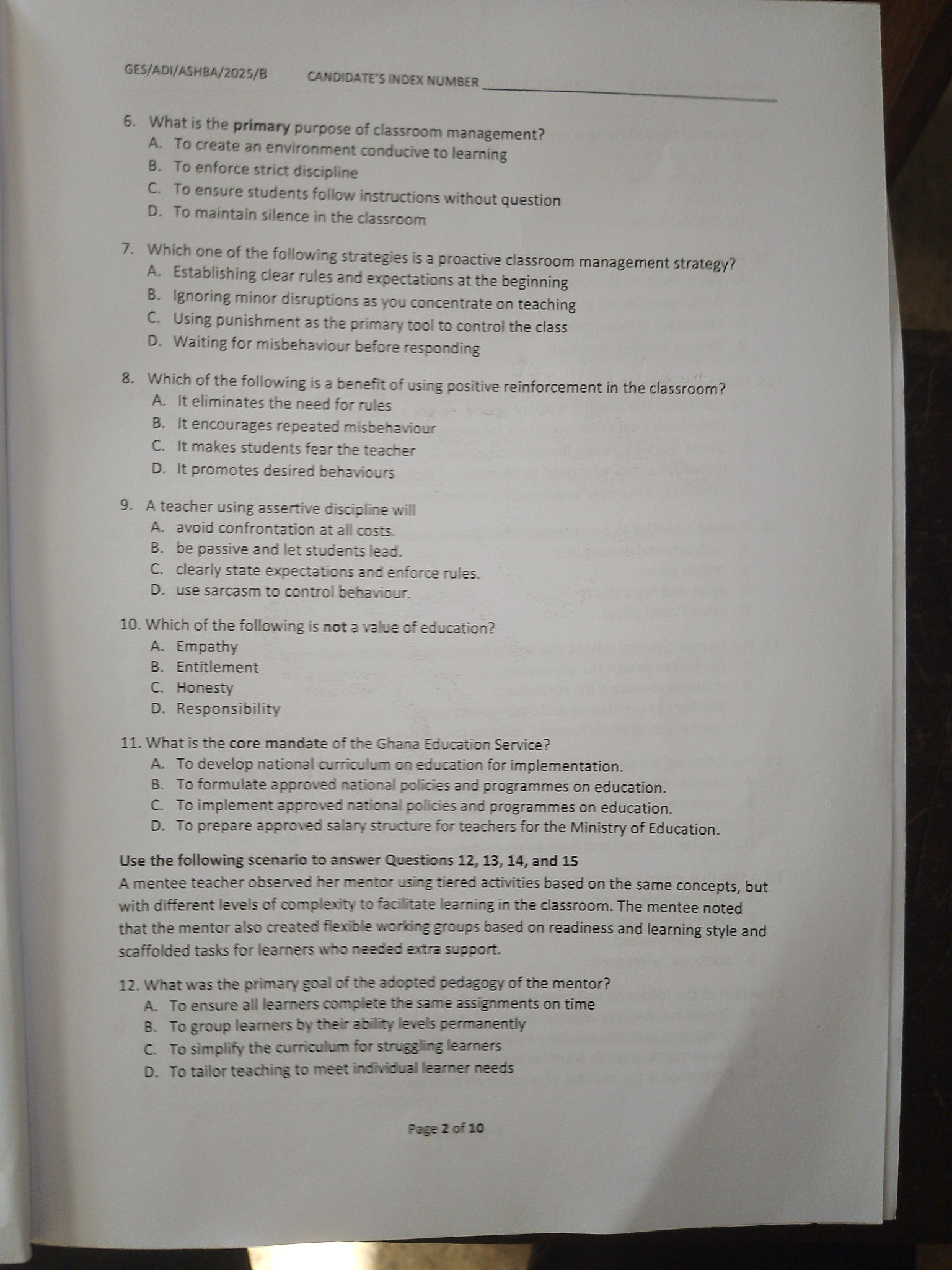 A teacher using assertive discipline will | StudyX