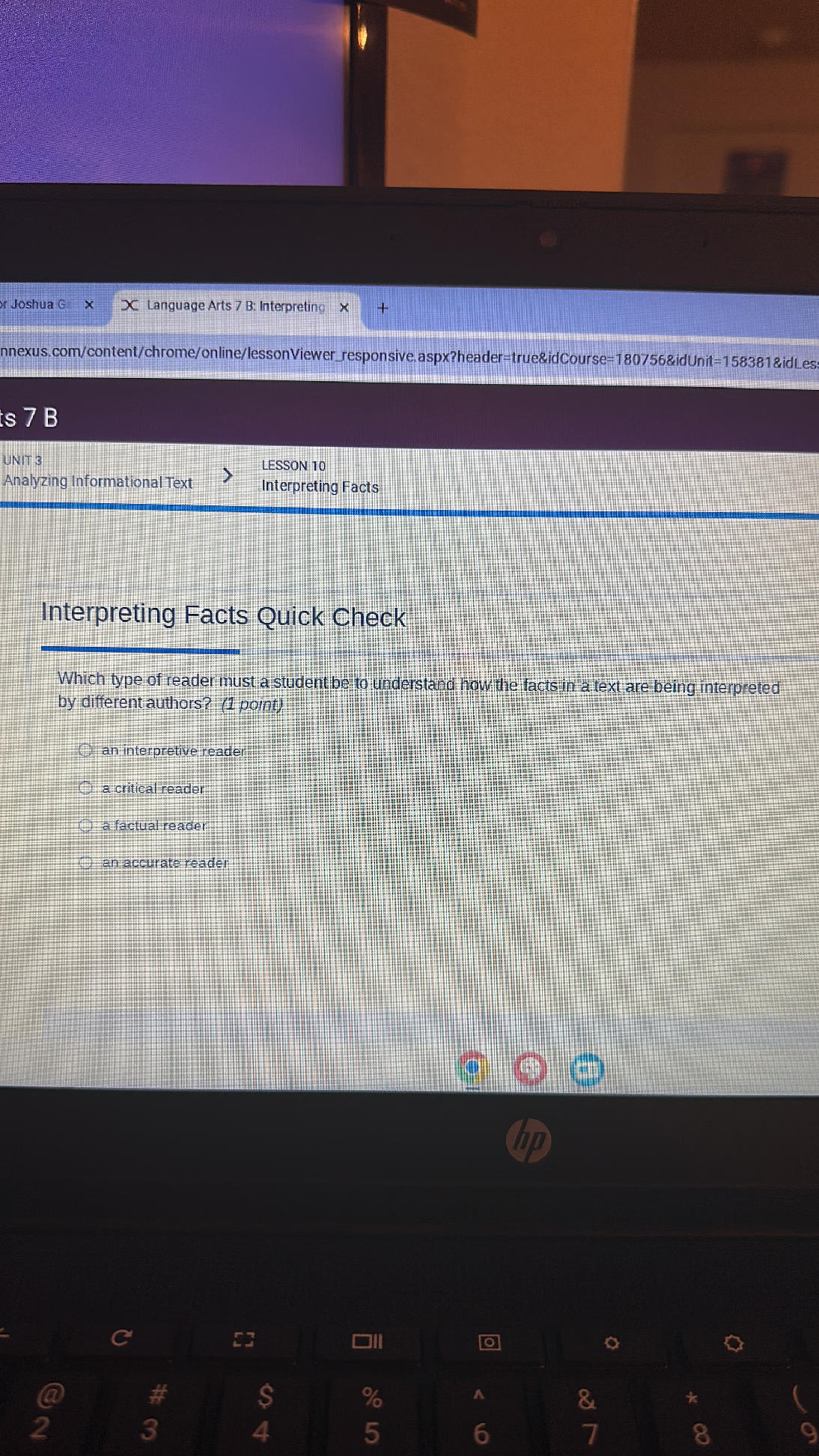 Interpreting Facts Quick Check Which type | StudyX
