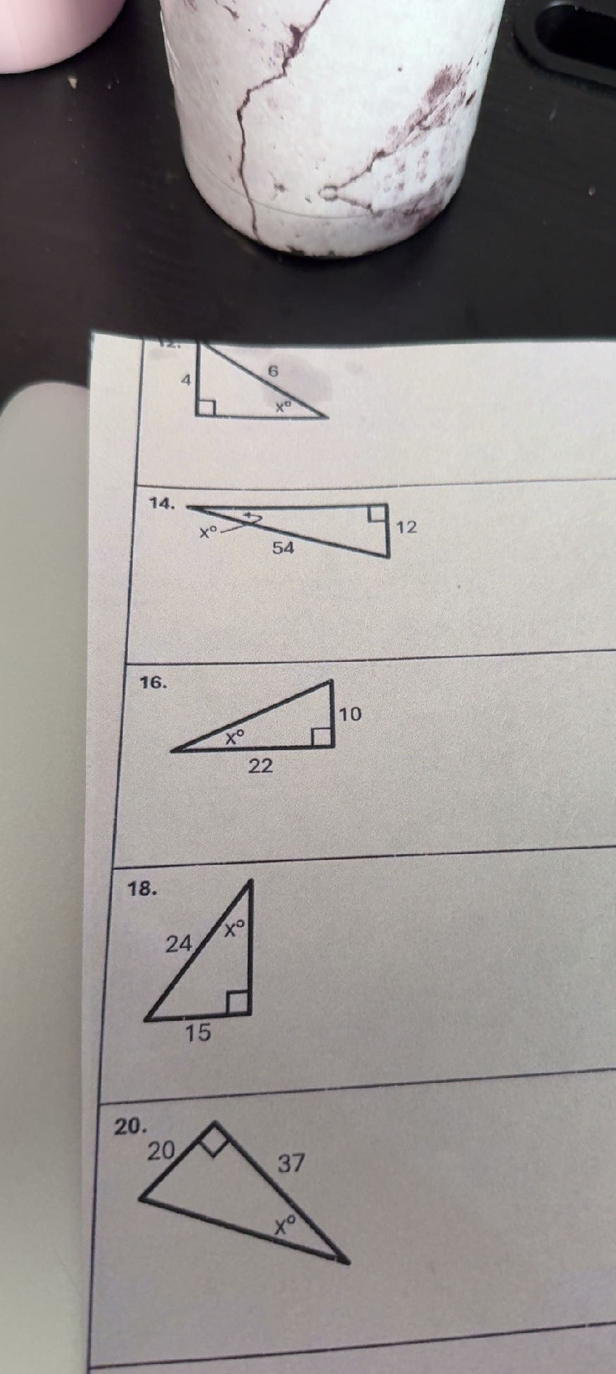 Find the value of $x$ in the right triangle | StudyX
