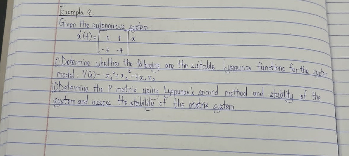 Example 8. Given the autonomous system: | StudyX