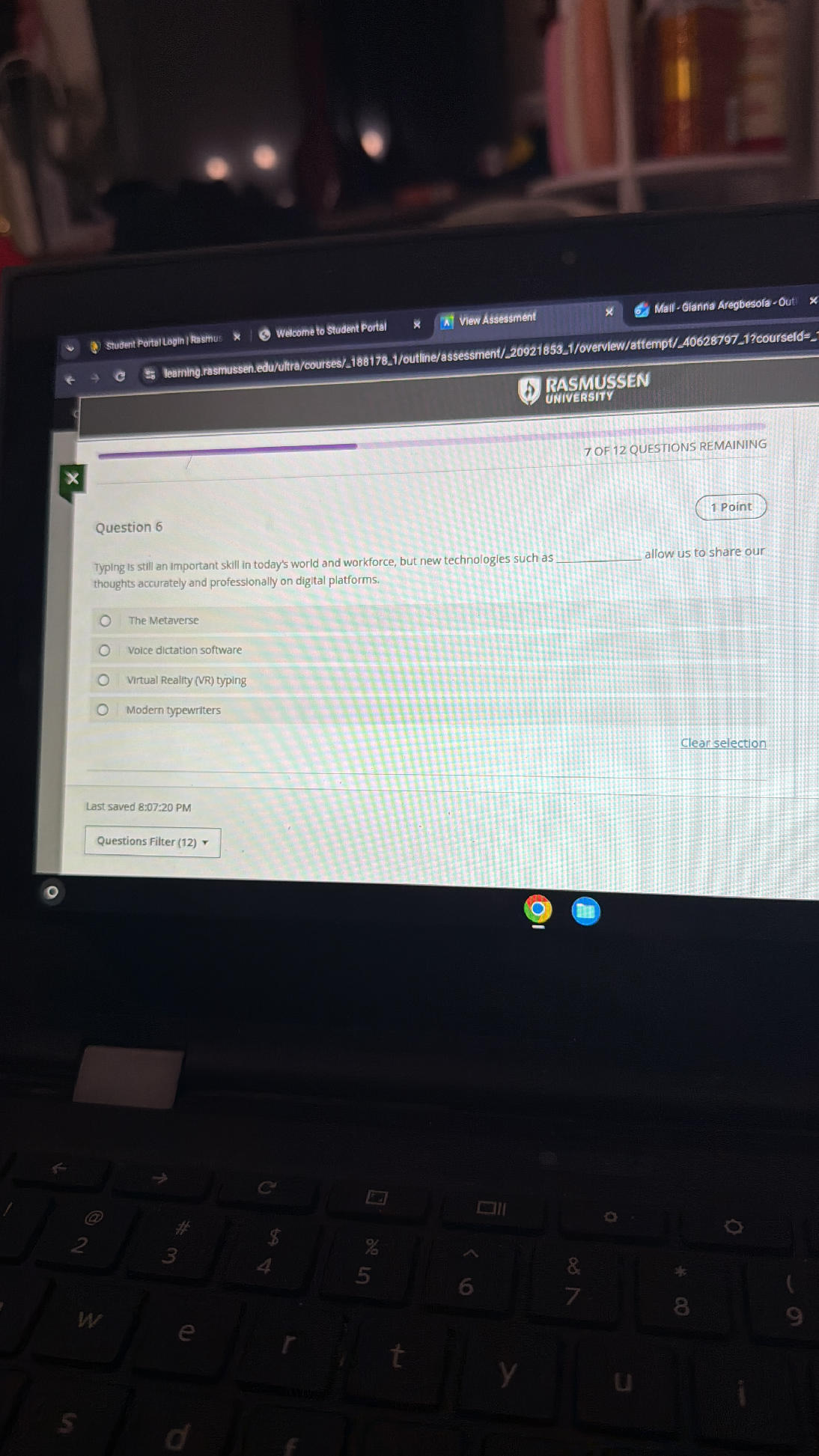 Question 6 Typing is still an important | StudyX