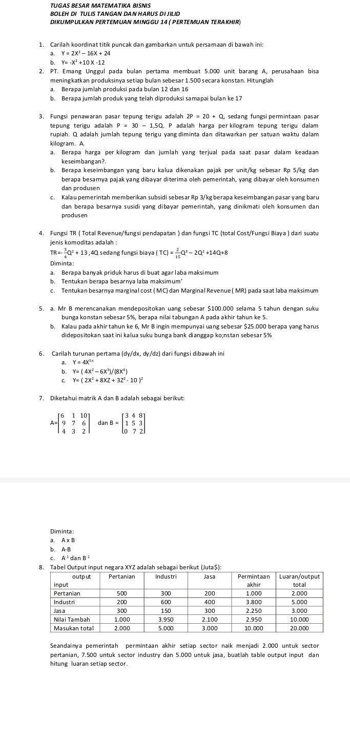Fungsi TR (Total Revenue/fungsi pendapatan) | StudyX