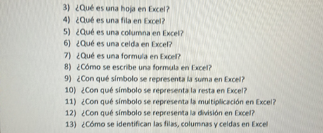 3) ¿Qué es una hoja en Excel? 4) ¿Qué es | StudyX