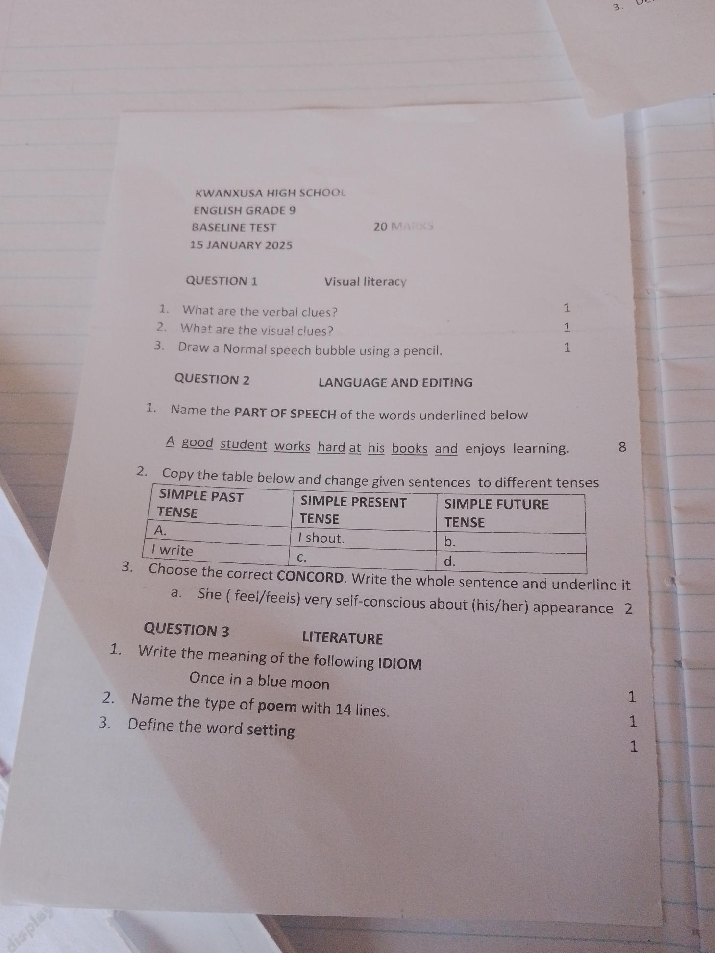 1. What are the verbal clues? 2. What are | StudyX
