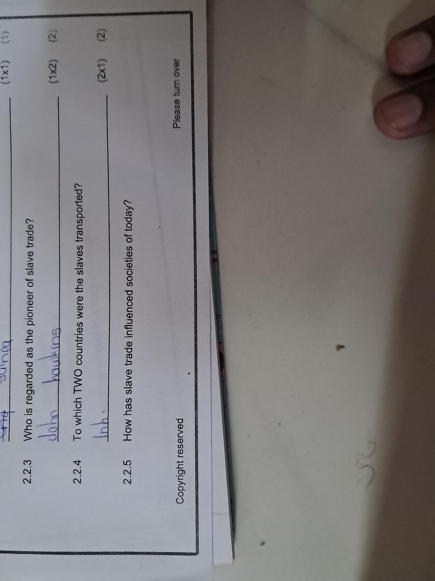 To which TWO countries were the slaves | StudyX