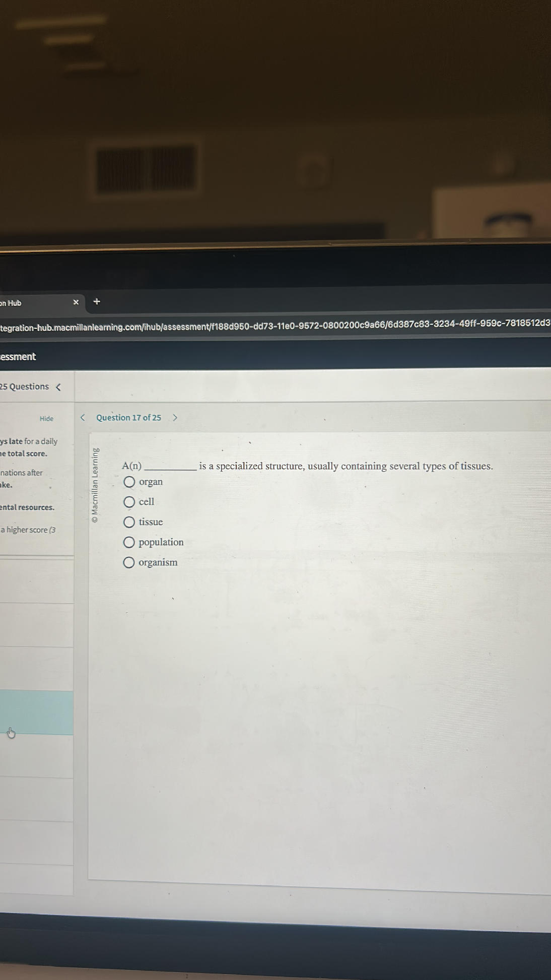 A(n) {{ {1cm}}} is a specialized structure, | StudyX
