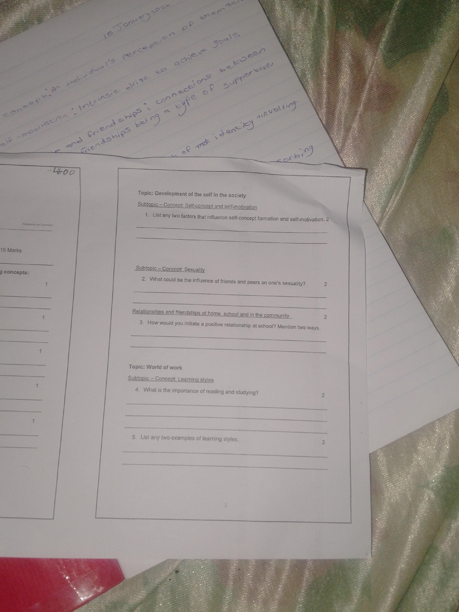 Topic: Development of the self in the | StudyX