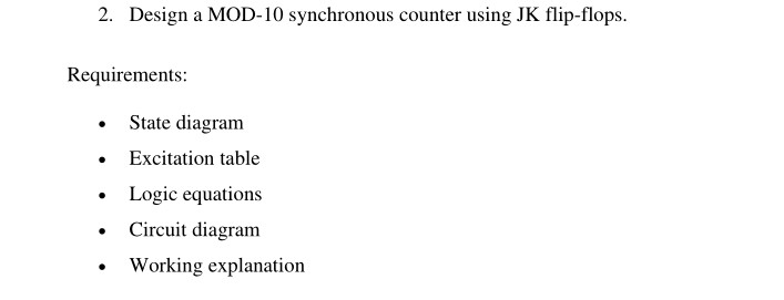 Design a MOD-10 synchronous counter using JK | StudyX
