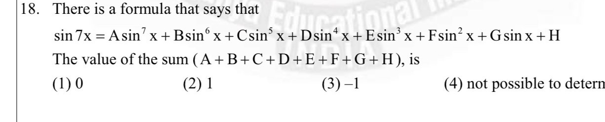 There is a formula that says that sin 7x = A | StudyX