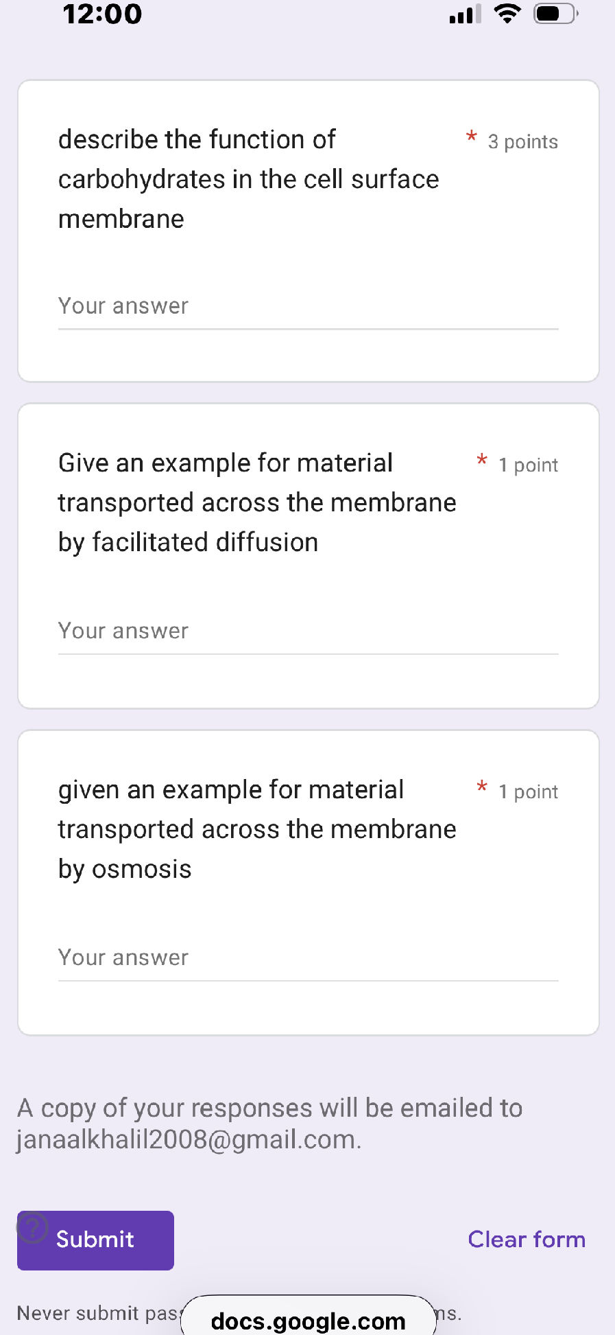 Give an example for material transported | StudyX