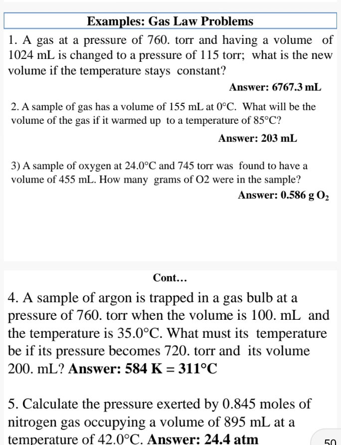 A sample of gas has a volume of 155 mL at | StudyX