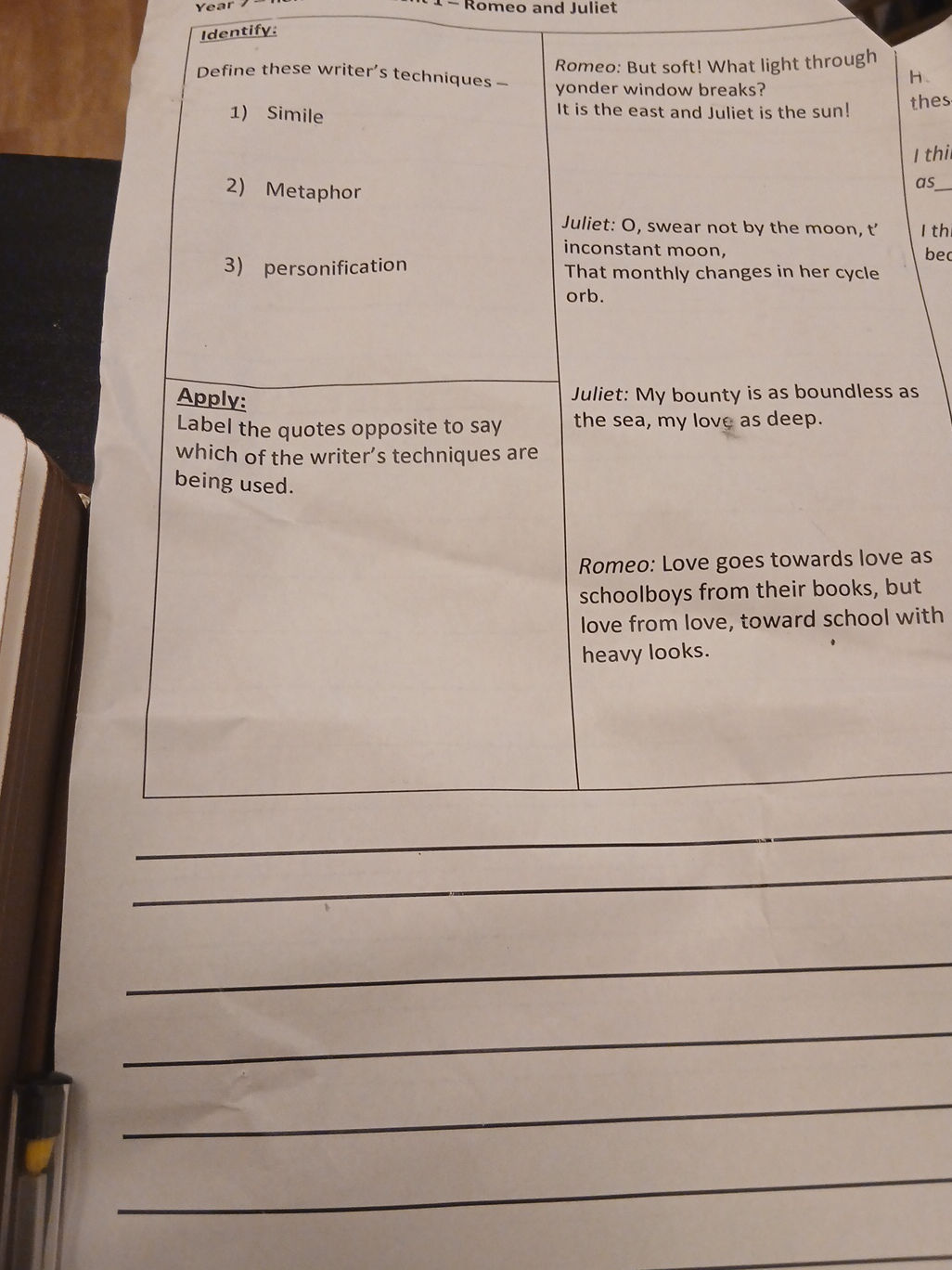 Apply: Label the quotes opposite to say | StudyX