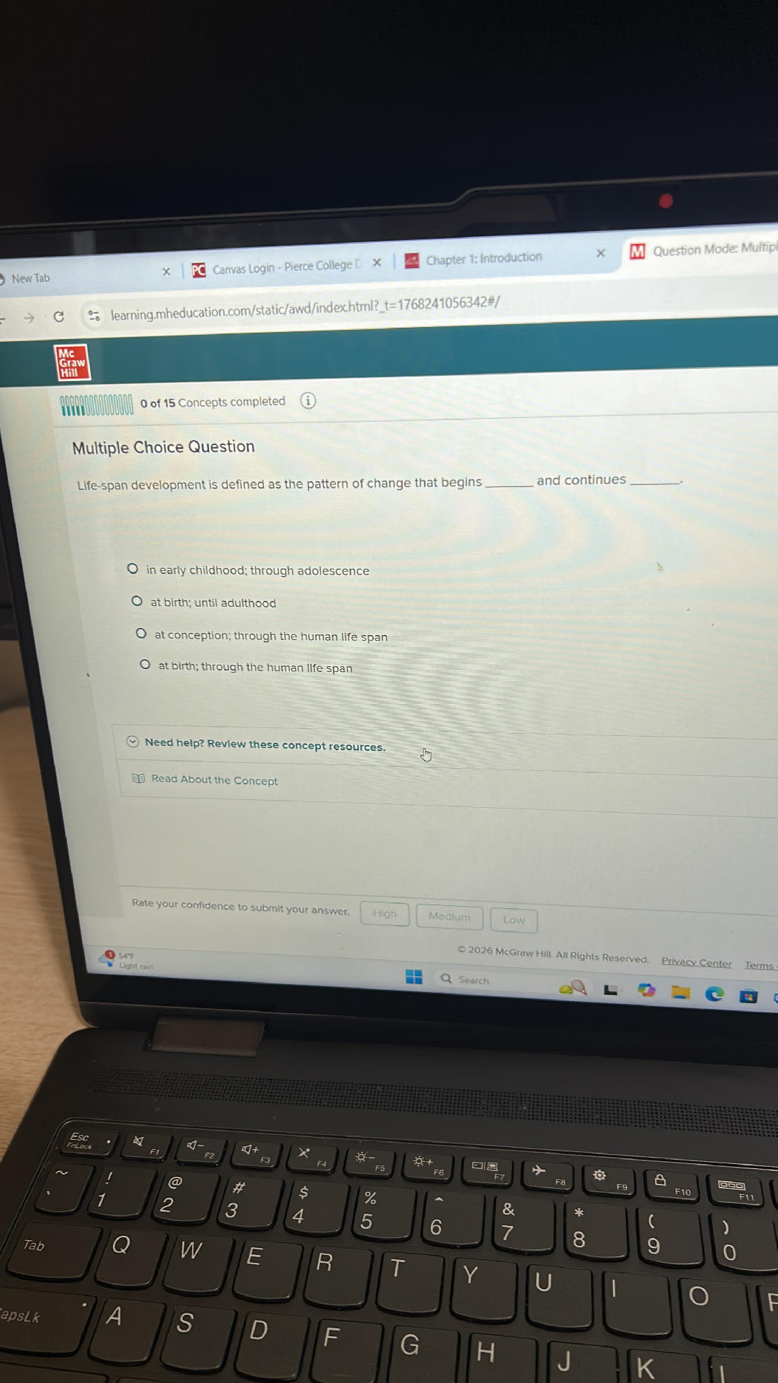 Multiple Choice Question Life-span | StudyX