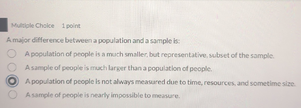 A major difference between a population and | StudyX