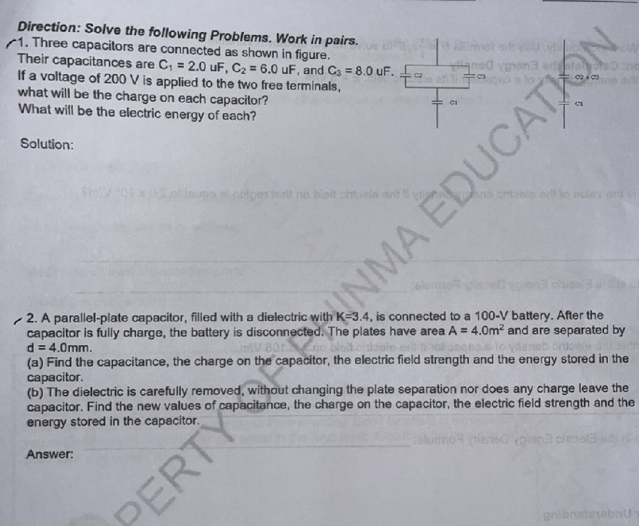 A parallel-plate capacitor, filled with a | StudyX