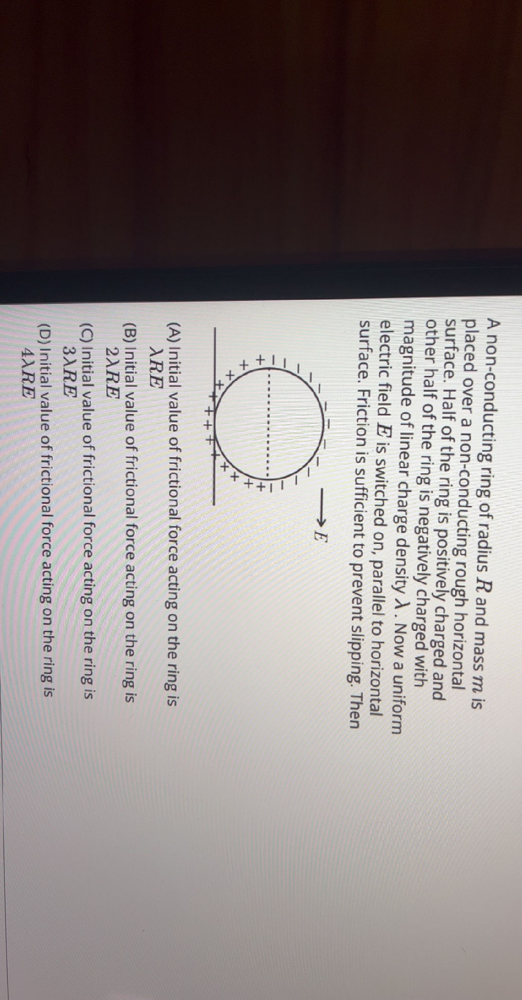 A non-conducting ring of radius R and mass m | StudyX