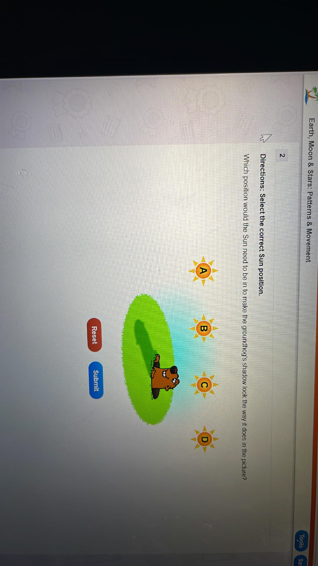 Directions: Select the correct Sun position. | StudyX