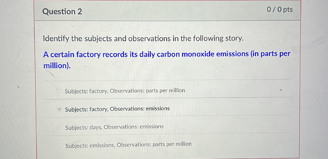 Identify the subjects and observations in | StudyX