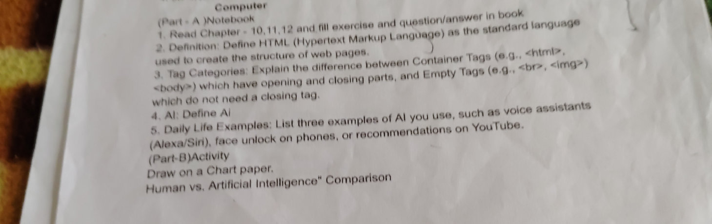 Draw on a Chart paper. Human vs. Artificial | StudyX