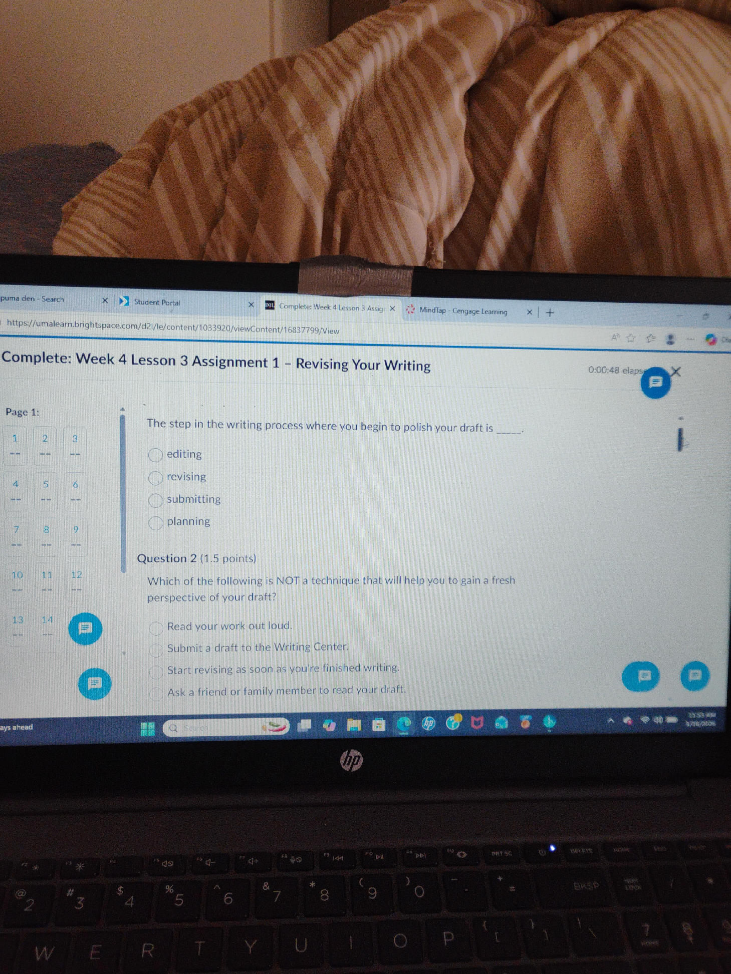 The step in the writing process where you | StudyX