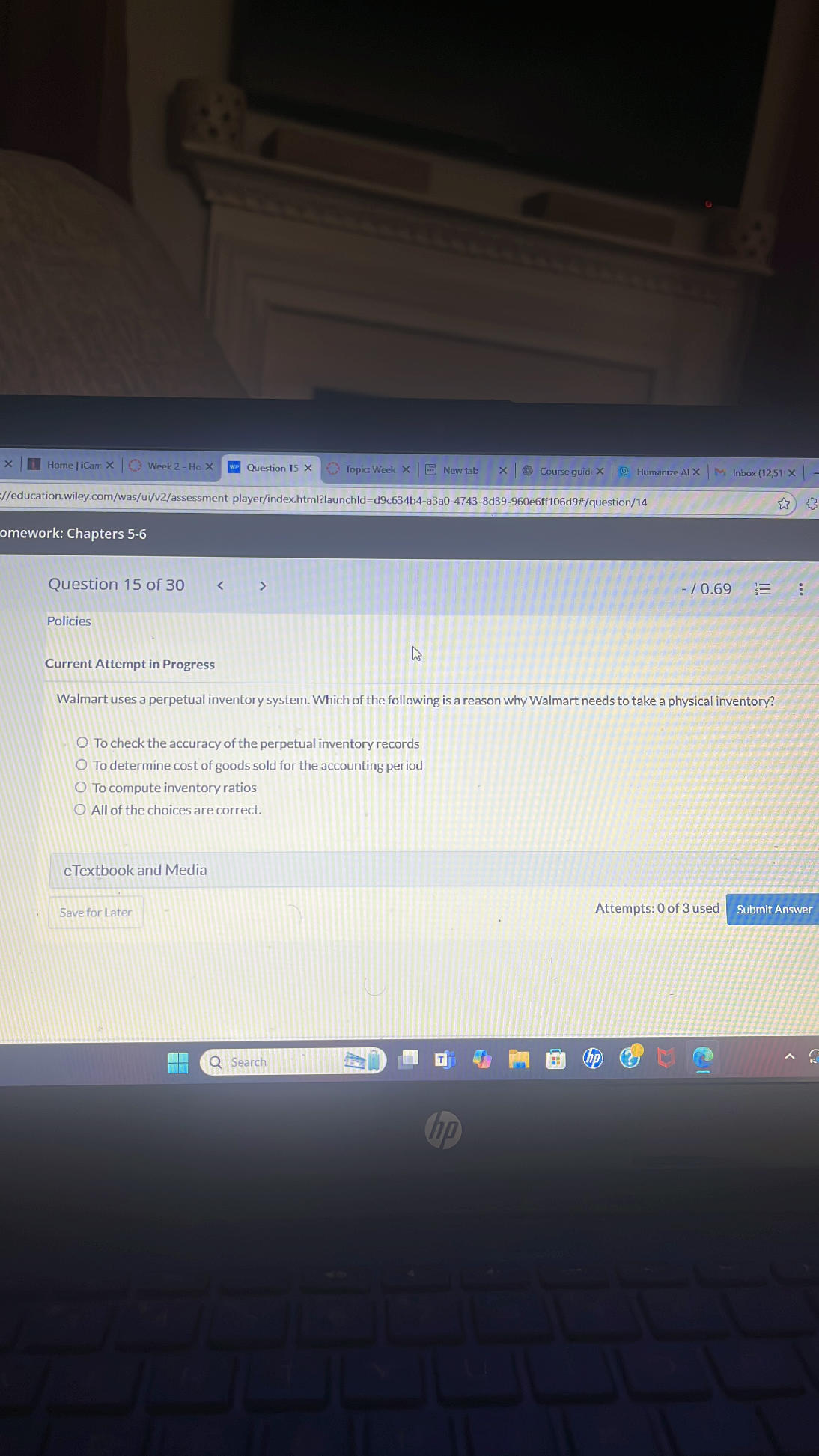 Walmart uses a perpetual inventory system. | StudyX