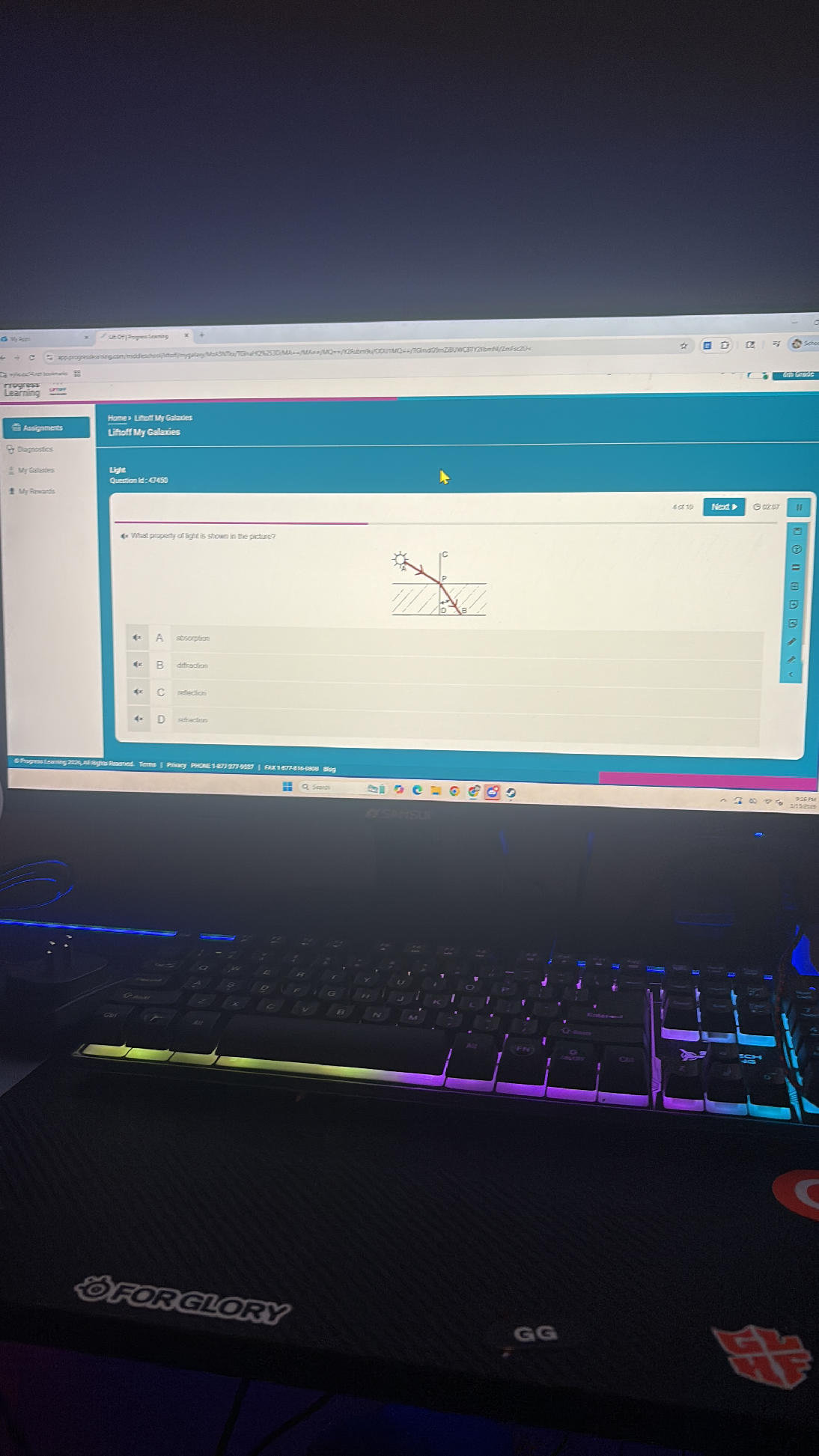 What property of light is shown in the | StudyX