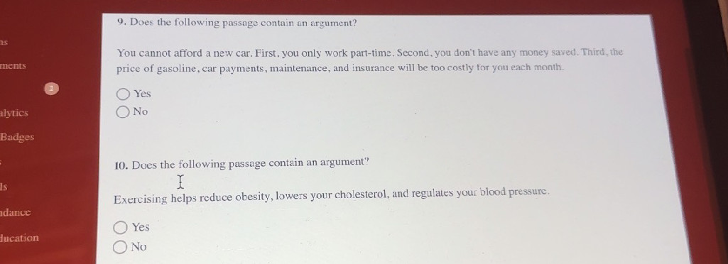 9. Does the following passage contain an | StudyX