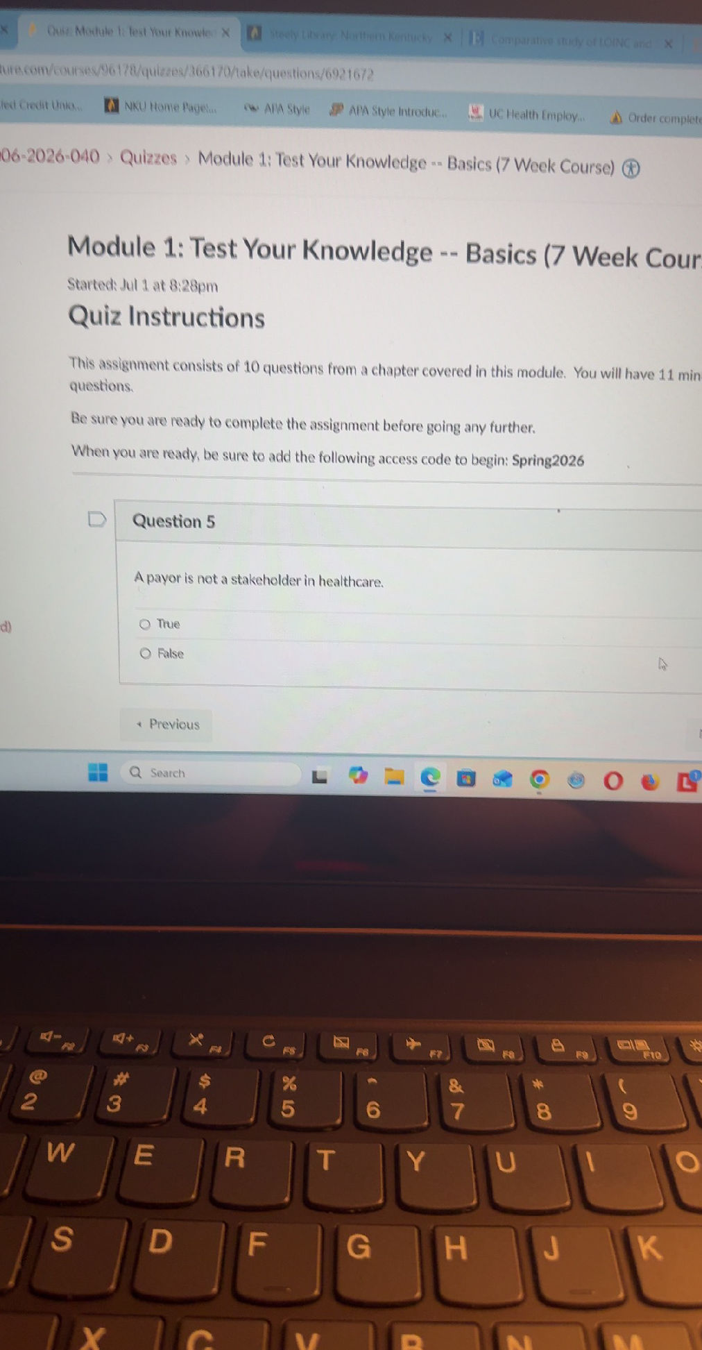 Question 5 A payor is not a stakeholder in
