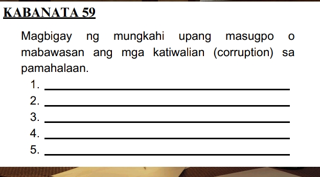KABANATA 59 Magbigay ng mungkahi upang | StudyX