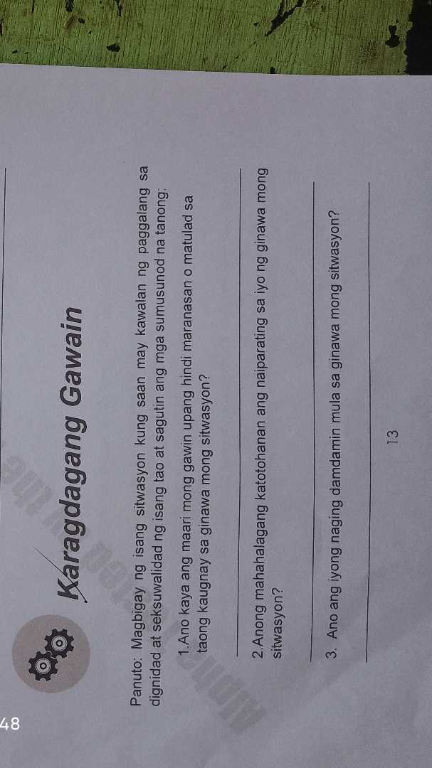 Karagdagang Gawain Panuto Magbigay ng isang | StudyX