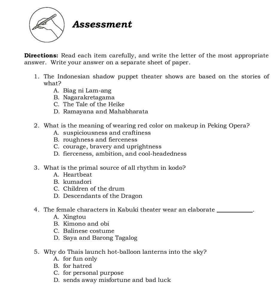 Assessment Directions Read each item | StudyX