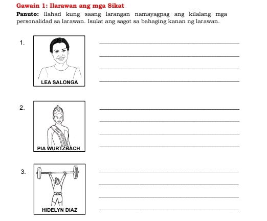Gawain 1 Ilarawan ang mga Sikat Panuto | StudyX