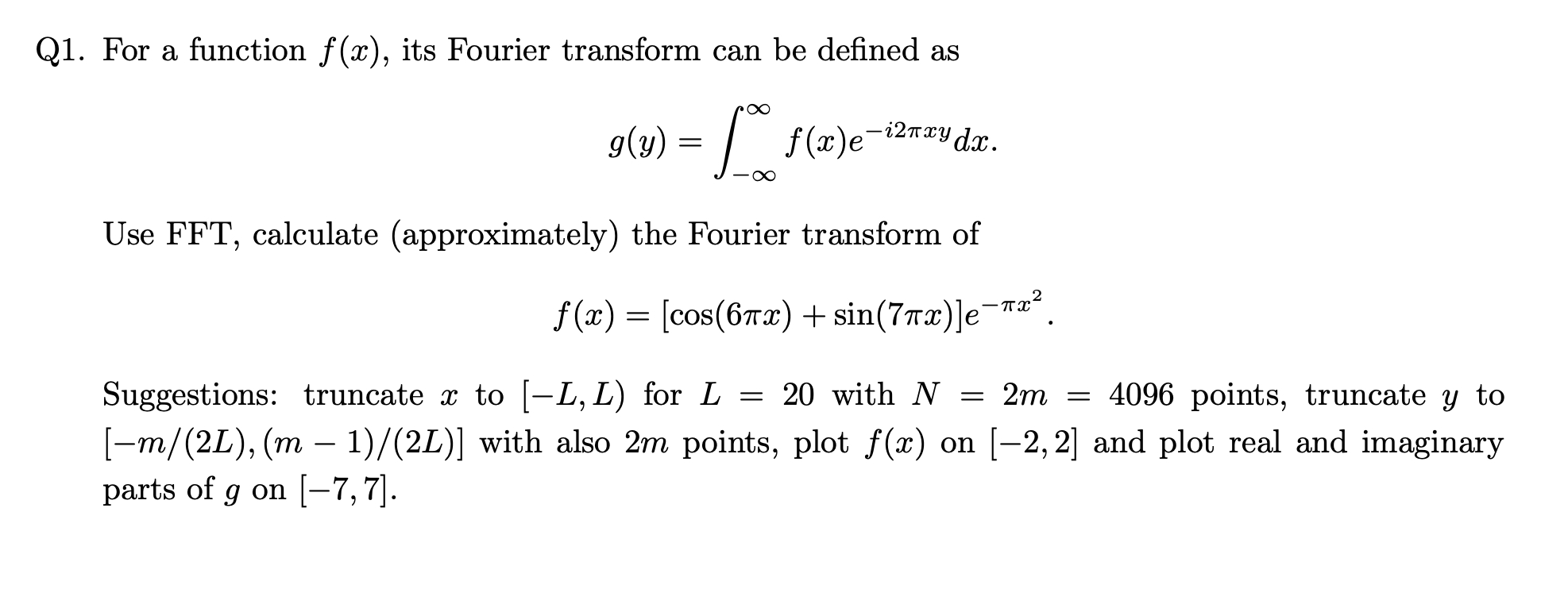 Q1 For a function f(x) its Fourier | StudyX