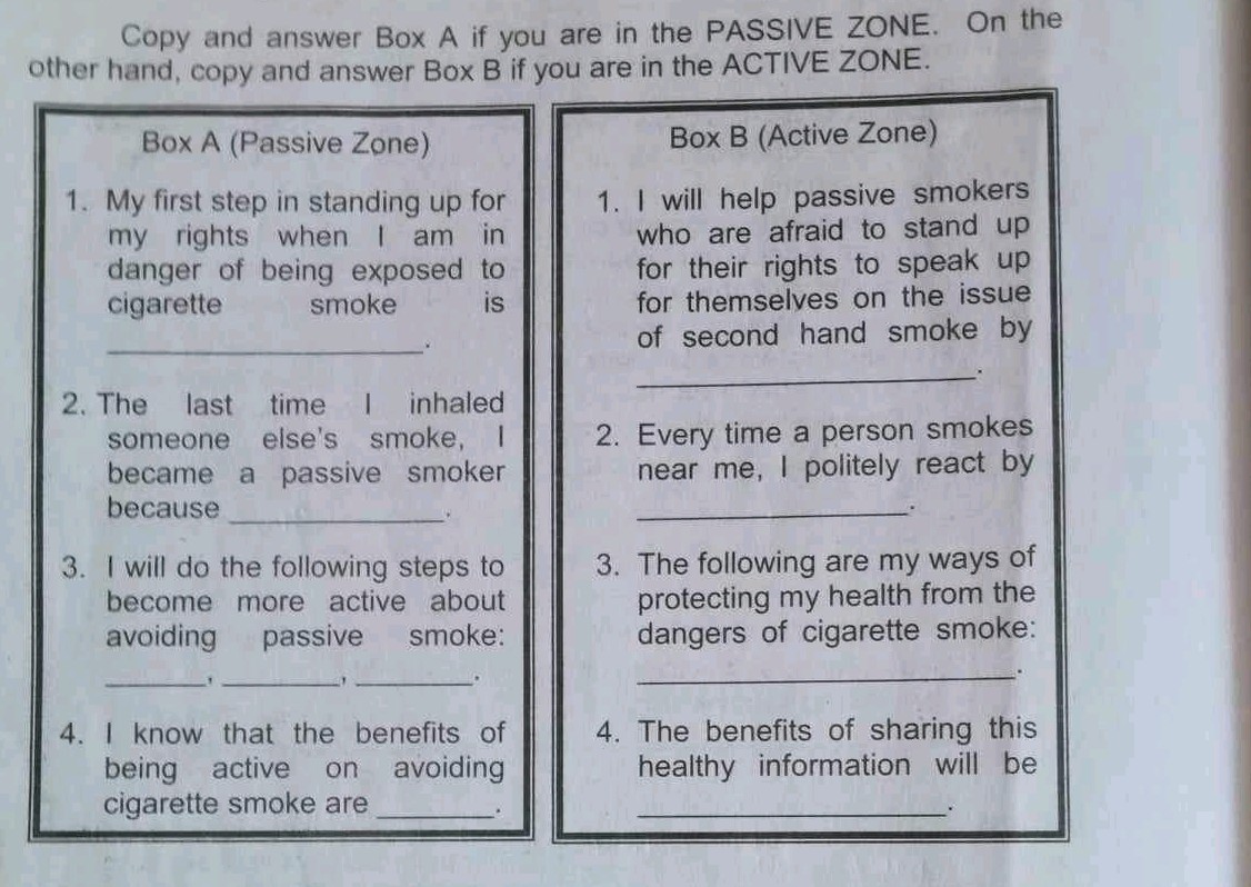 Copy and answer Box A if you are in the | StudyX