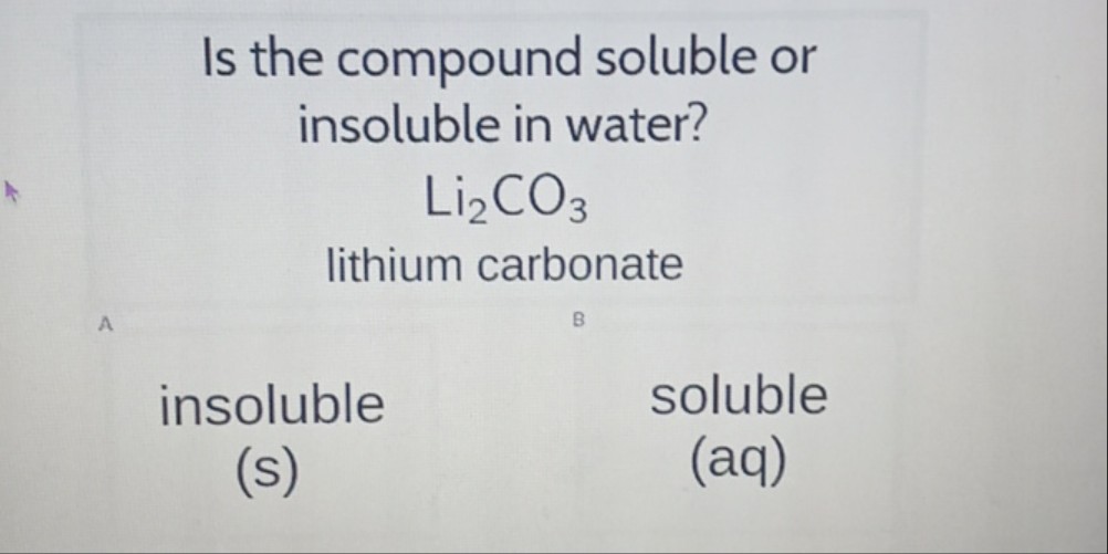 Is the compound soluble or insoluble in | StudyX