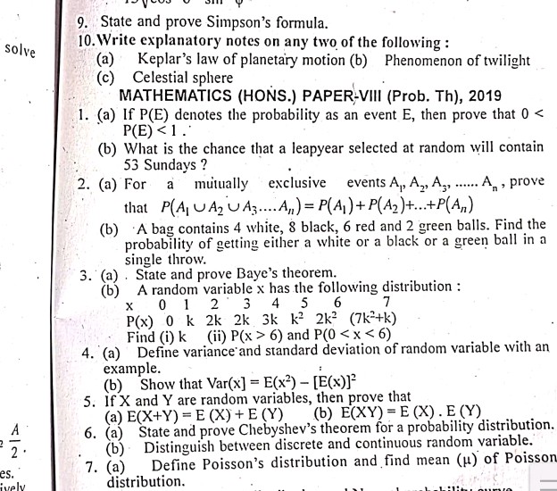 9 State and prove Simpsons formula 10 Write | StudyX
