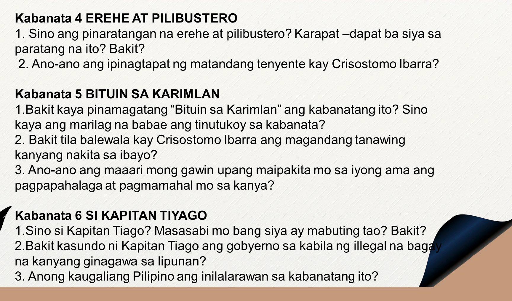 Kabanata 4 EREHE AT PILIBUSTERO 1 Sino ang | StudyX