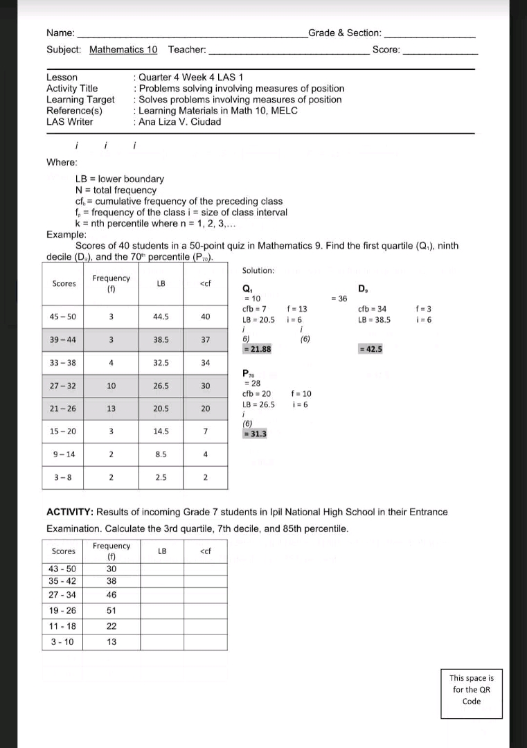 Name qquad Grade Section qquad Subject | StudyX