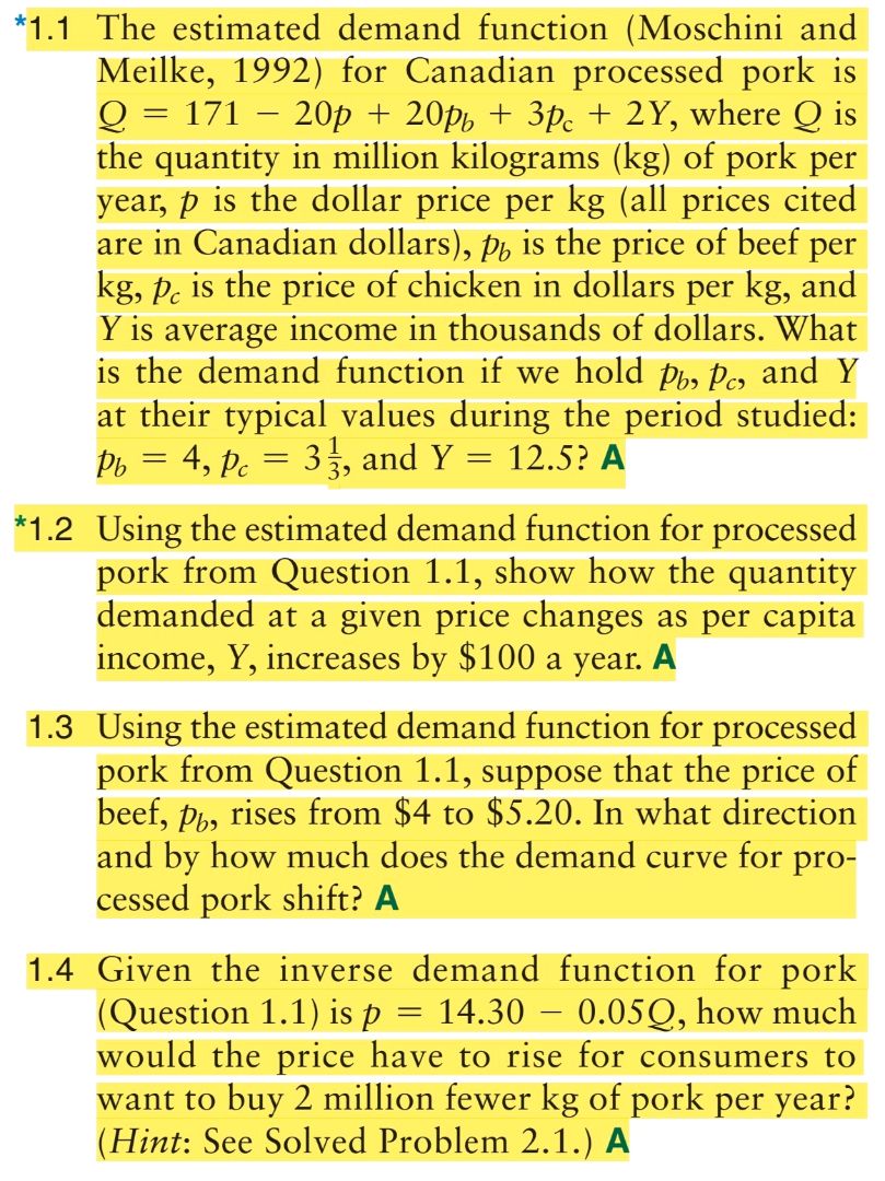 11 The estimated demand function (Moschini | StudyX