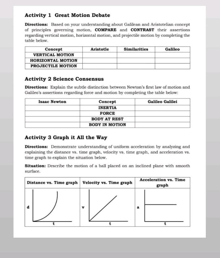 Activity 1 Great Motion Debate Directions | StudyX