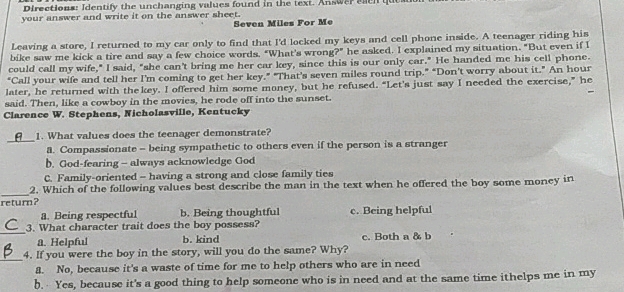 Directions Identify the unchanging values | StudyX