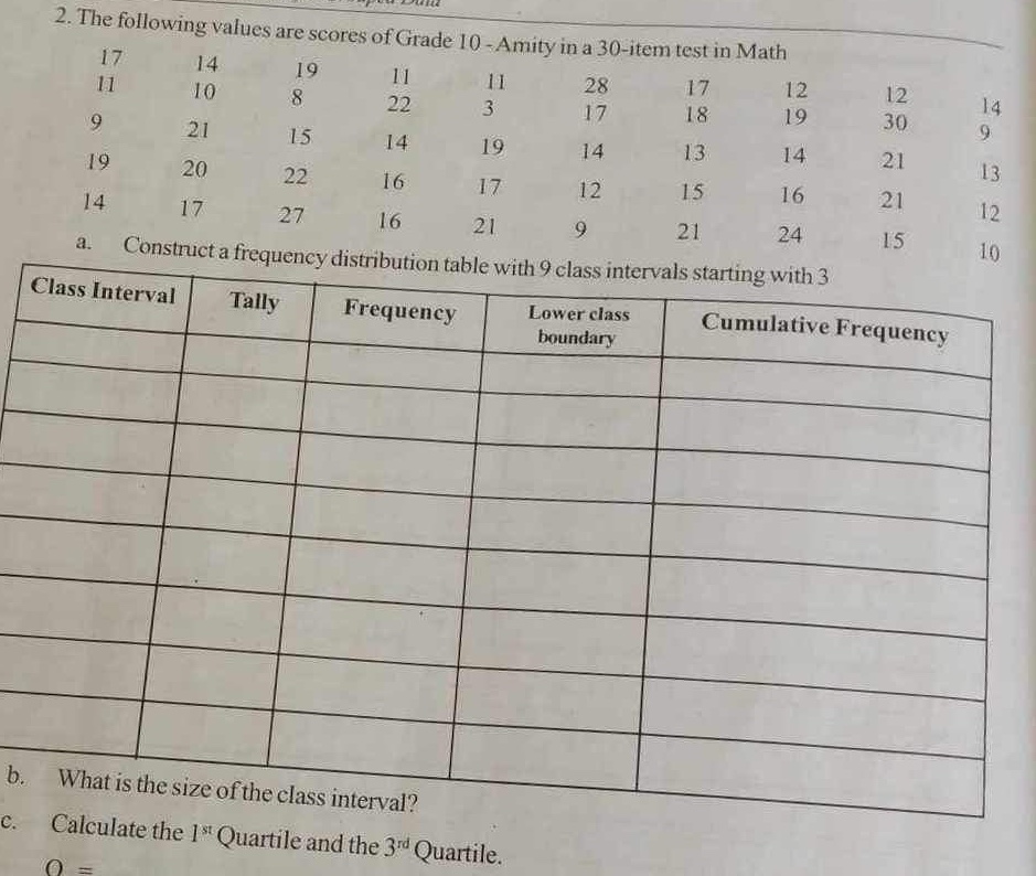 2 The following values are scores of Grade | StudyX