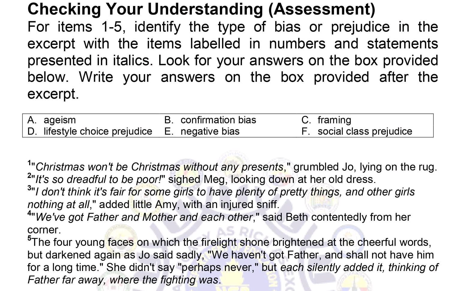 Checking Your Understanding (Assessment) | StudyX