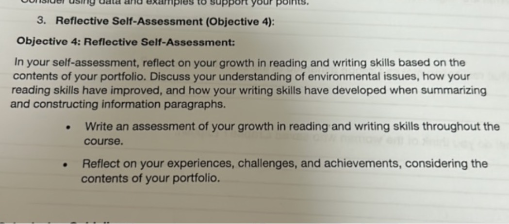 3 Reflective Self-Assessment (Objective 4) | StudyX