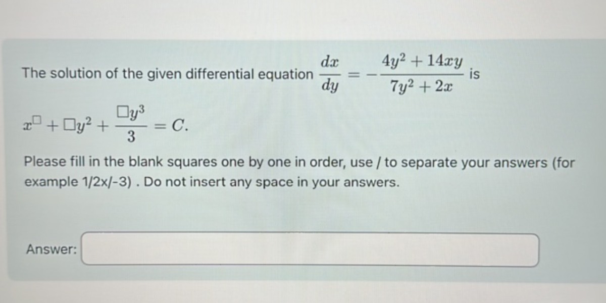 The solution of the given differential | StudyX