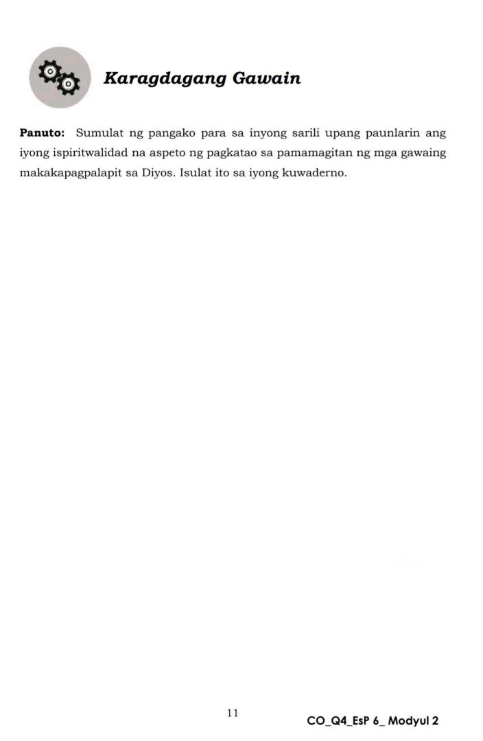 Karagdagang Gawain Panuto Sumulat ng | StudyX