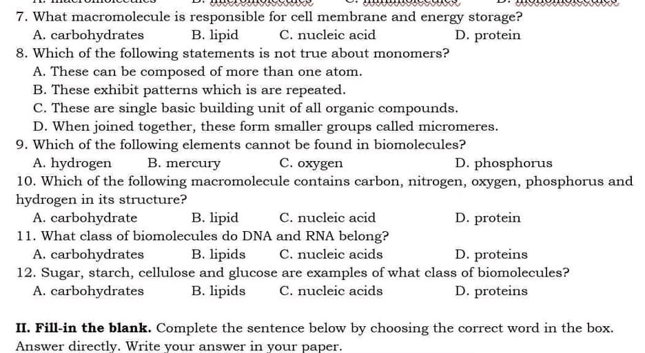 7 What macromolecule is responsible for | StudyX