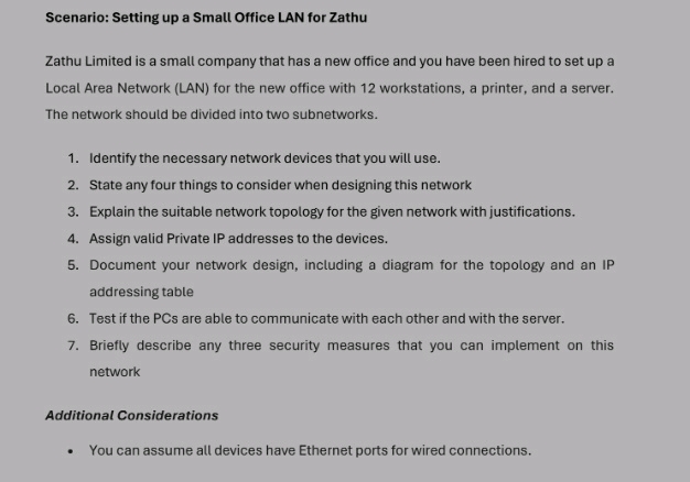 Scenario Setting up a Small Office LAN for | StudyX