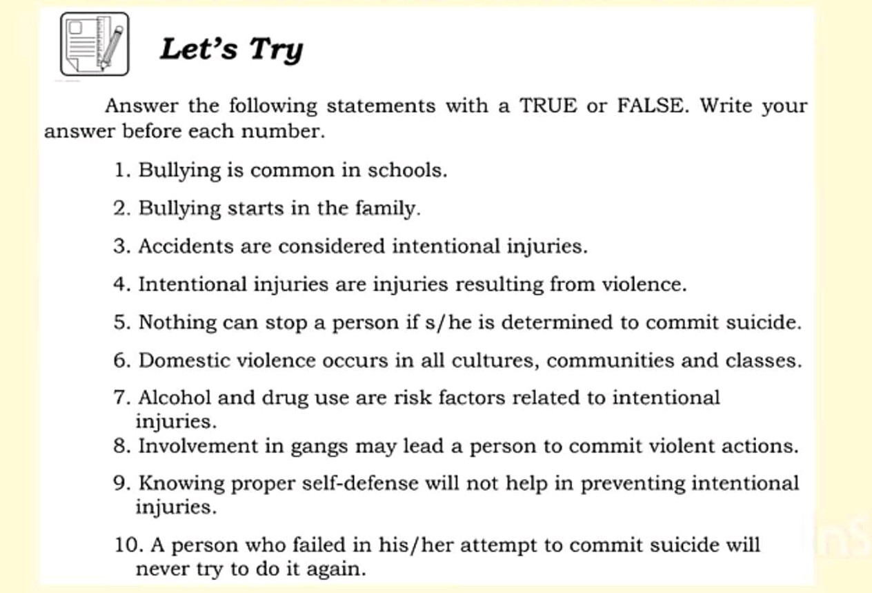 Lets Try Answer the following statements | StudyX