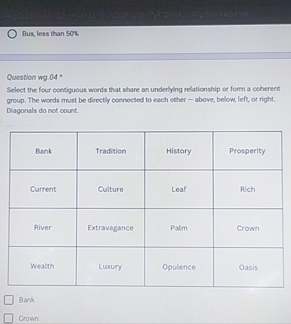 Bus less than 50 Question w g 04 Select | StudyX